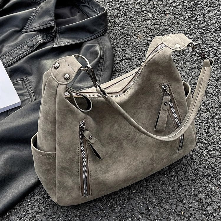 Bootara Women's Vintage Matte Motorcycle Tote Bag – Edgy Oversized Cro