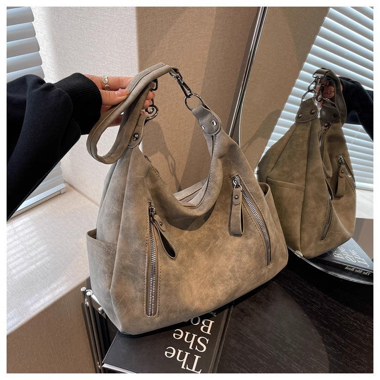 Bootara Women's Vintage Matte Motorcycle Tote Bag – Edgy Oversized Cro
