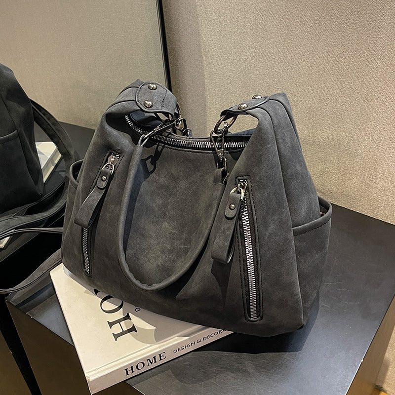 Bootara Women's Vintage Matte Motorcycle Tote Bag – Edgy Oversized Cro